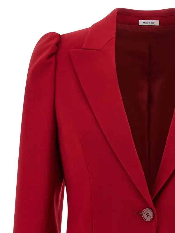 Alexander McQueen Single-breasted Grain De Poudre Blazer - Red
