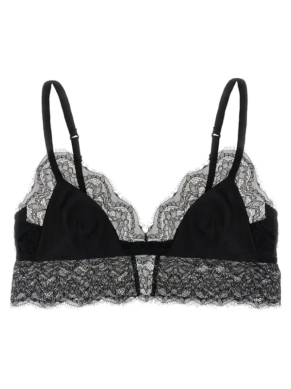 Dolce & Gabbana Lace Satin Bra - Black