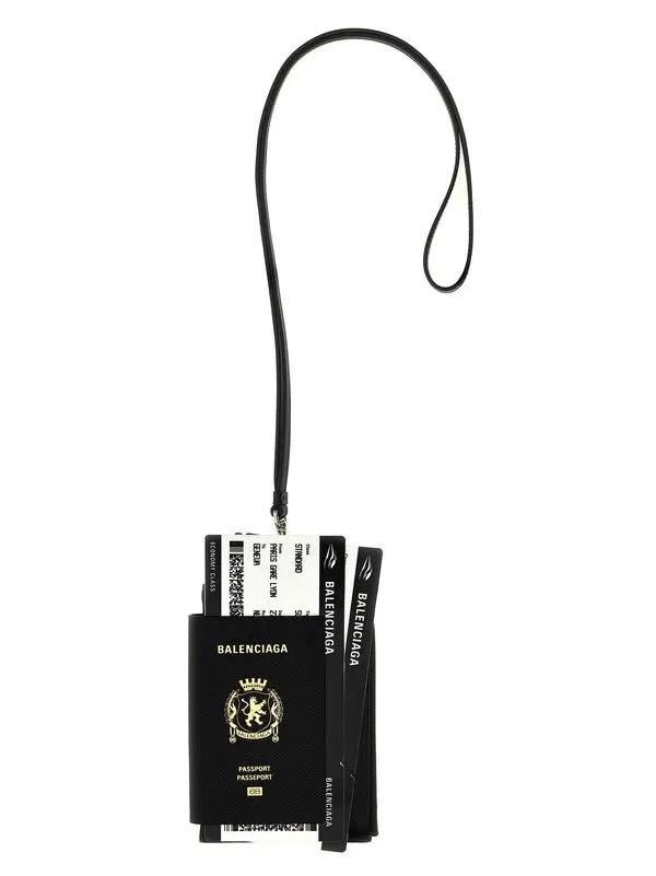 Balenciaga Passport Phone Holder' Card Holder - Black