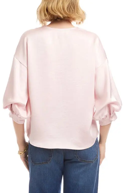 Karen Kane Satin Lantern Sleeve Button-up Shirt - Pink