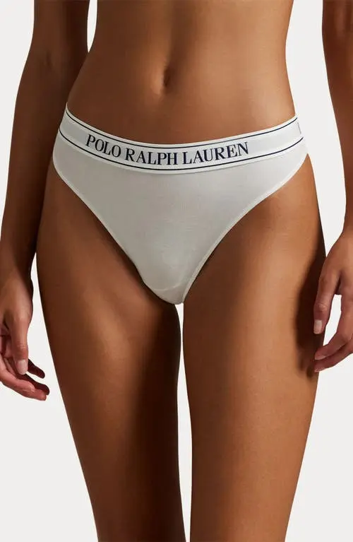 Polo Ralph Lauren Logo Band Assorted 3-pack Mid Rise Thongs - White Cloud/onyx/navy
