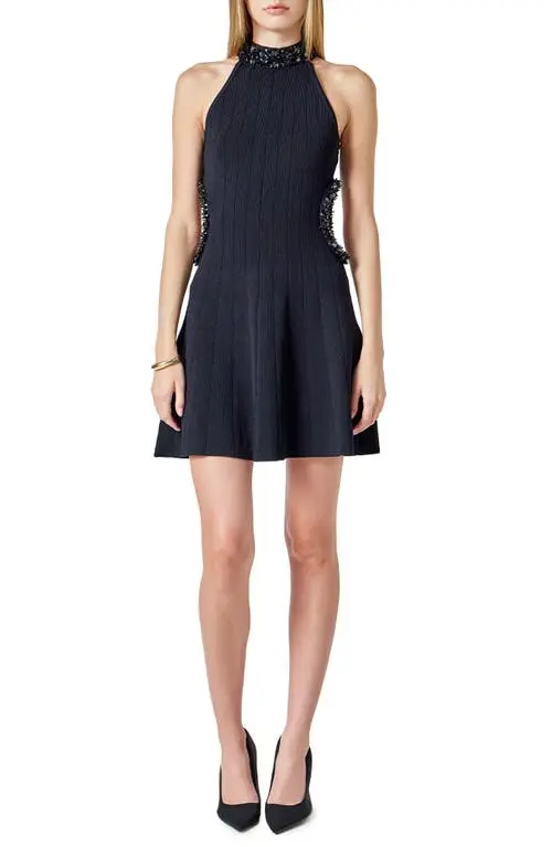 Endless Rose Beaded Cutout Rib Mini Dress
