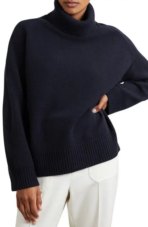 REISS Wool And Cashmere Turtleneck Sweater - Navy