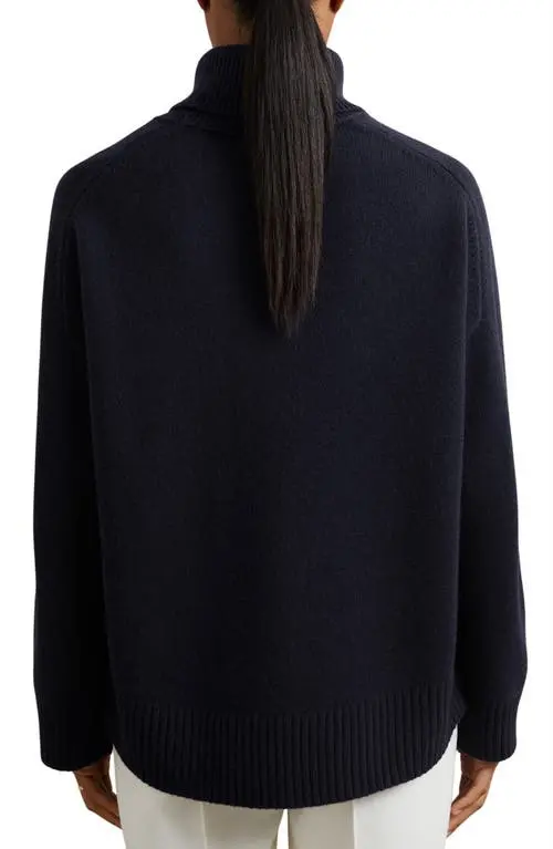REISS Wool And Cashmere Turtleneck Sweater - Navy