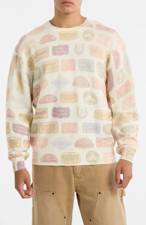 GUESS ORIGINALS Stamp Print Organic Cotton Sweater
