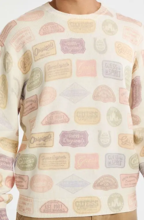 GUESS ORIGINALS Stamp Print Organic Cotton Sweater