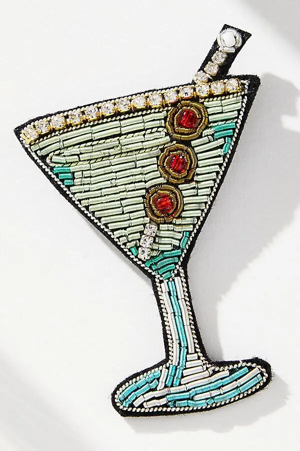 Anthropologie Beaded Icon Brooch - Dirty Martini