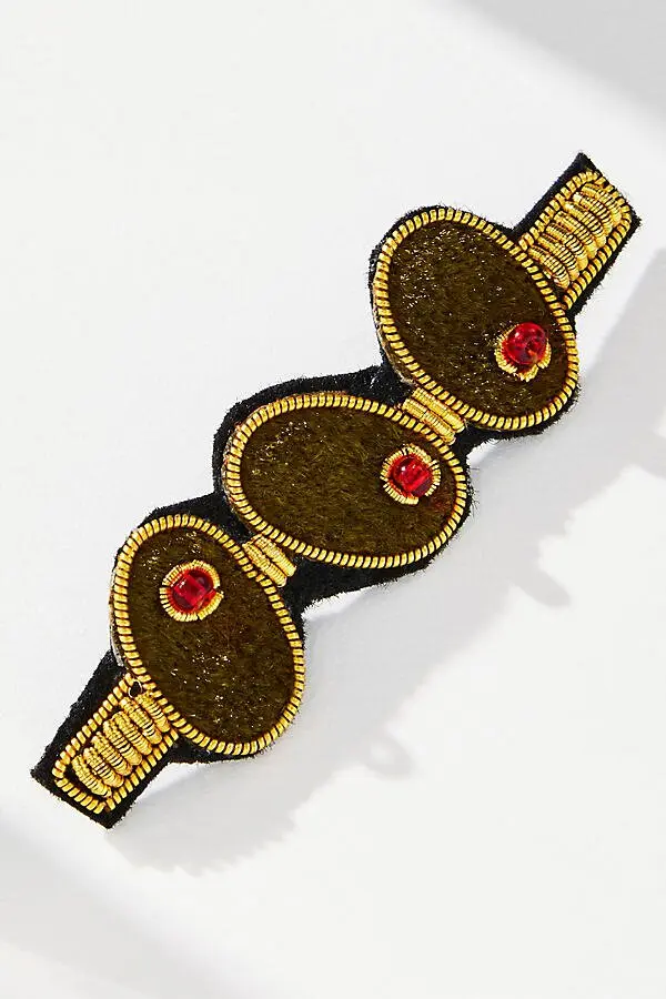 Anthropologie Beaded Icon Brooch - Olives