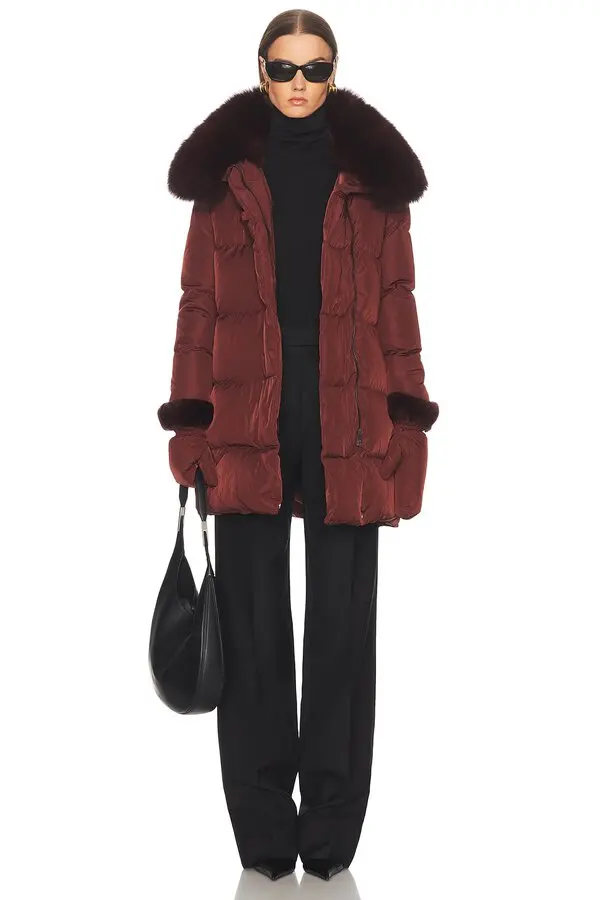 YVES SALOMON Long Belted Down Jacket