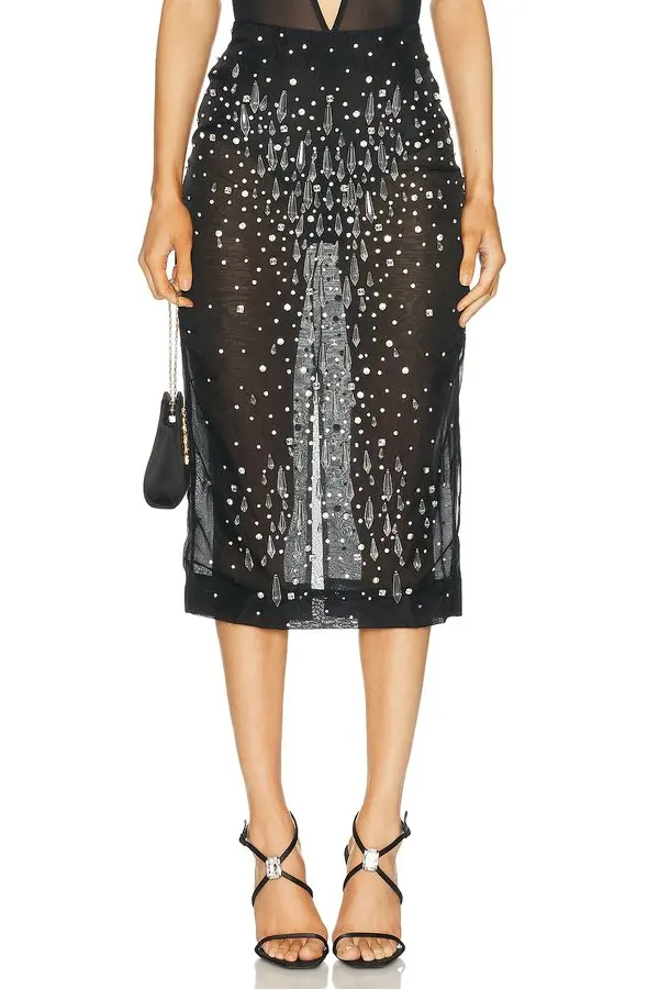 Retrofete Isabel Embellished Skirt - Black & Silver
