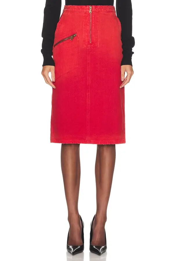 WILLY CHAVARRIA Workwear Zipped Skirt - High Risk Red