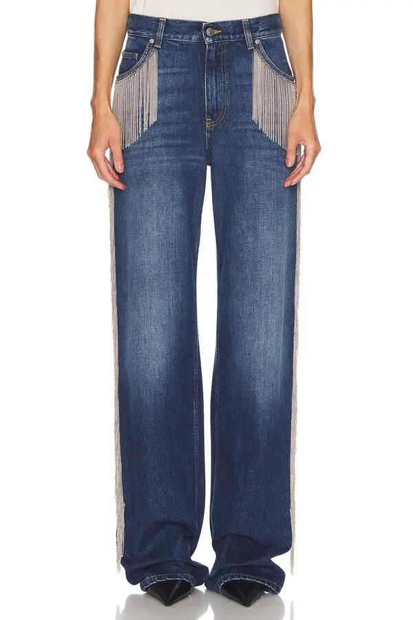 Stella McCartney Chain Fringes Wide Leg - Dark Blue