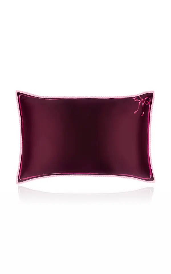 Slip Lace-trimmed Silk Pillowcase - Burgundy