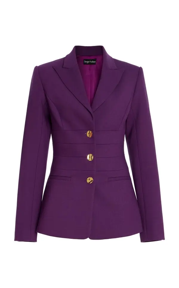 SERGIO HUDSON Pleated Waist Wool Blazer