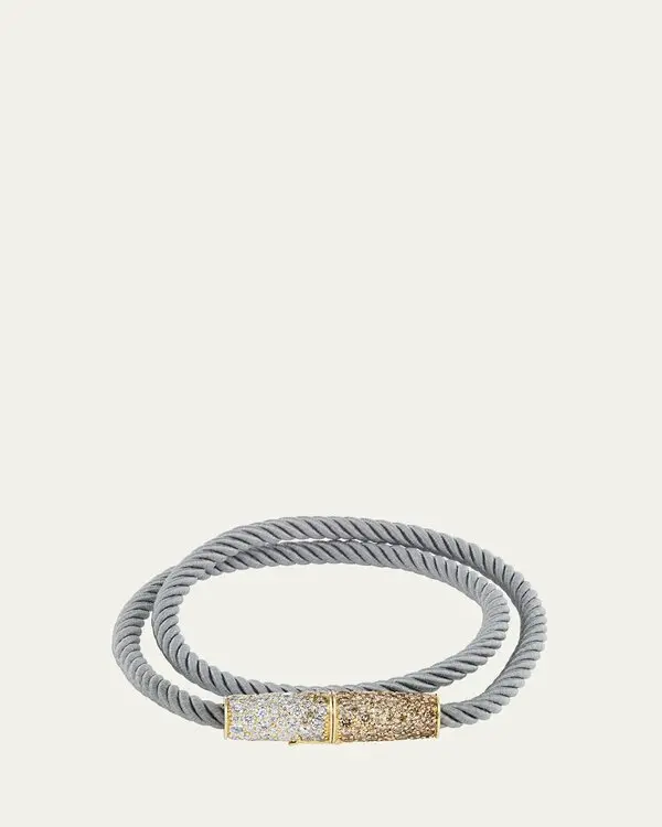 EMILY P. WHEELER Silk Wrap Bracelet With Diamonds - Brown