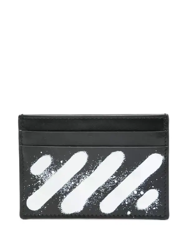 Off-White Diagonal Spray Stripe Cardholder - Black