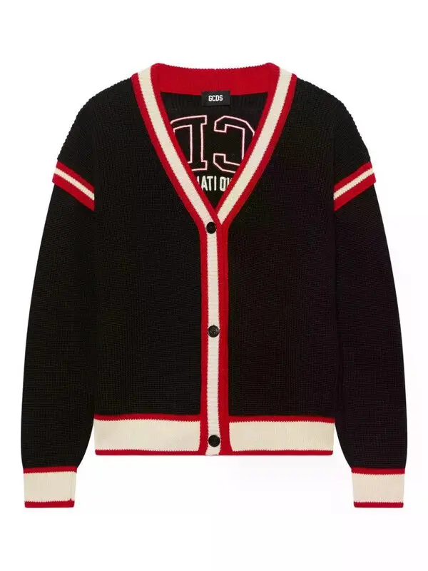 Gcds Logo-embroidered Cardigan - Black