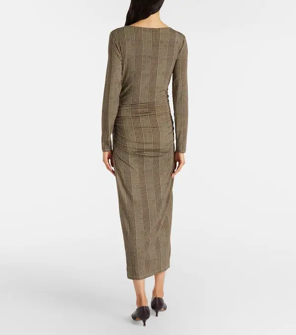 Veronica Beard Charissa Houndstooth Jersey Midi Dress - Beige