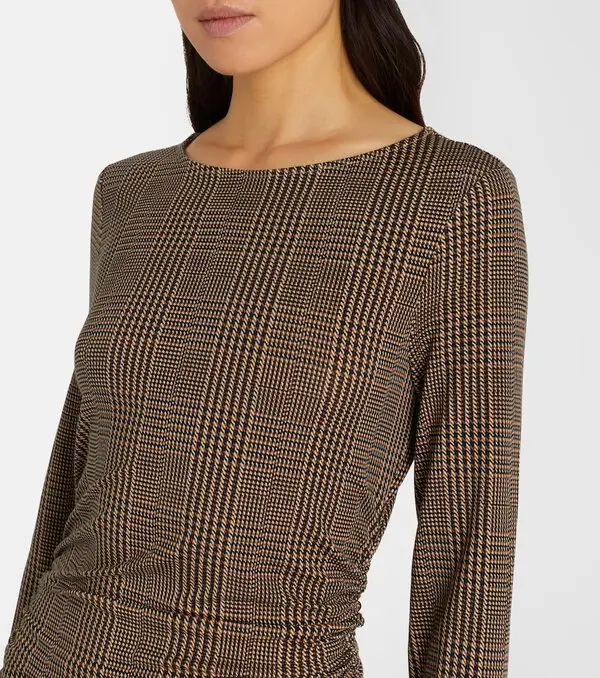 Veronica Beard Charissa Houndstooth Jersey Midi Dress - Beige