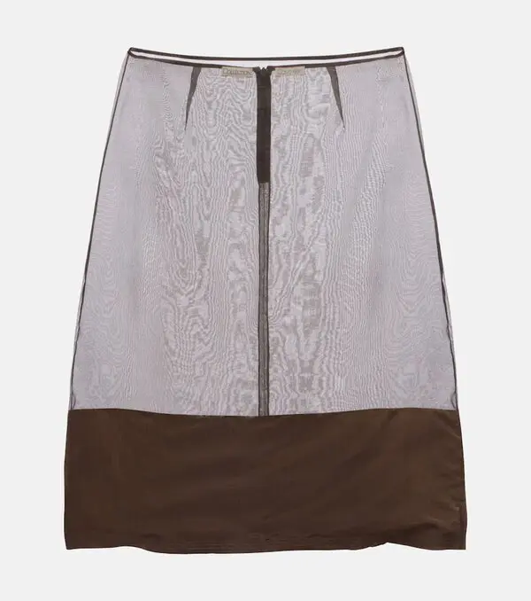 Calvin Klein Mabel Satin-trimmed Mesh Midi Skirt - Brown
