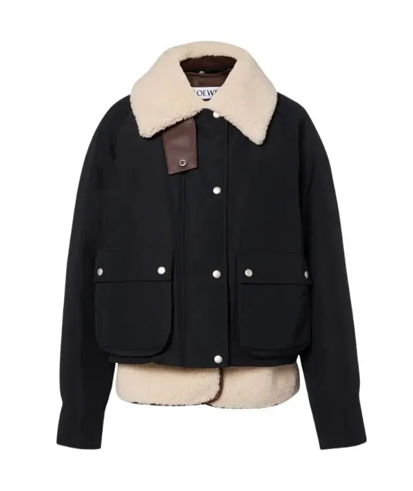 Loewe Shearling-trimmed Cotton-blend Jacket - Black