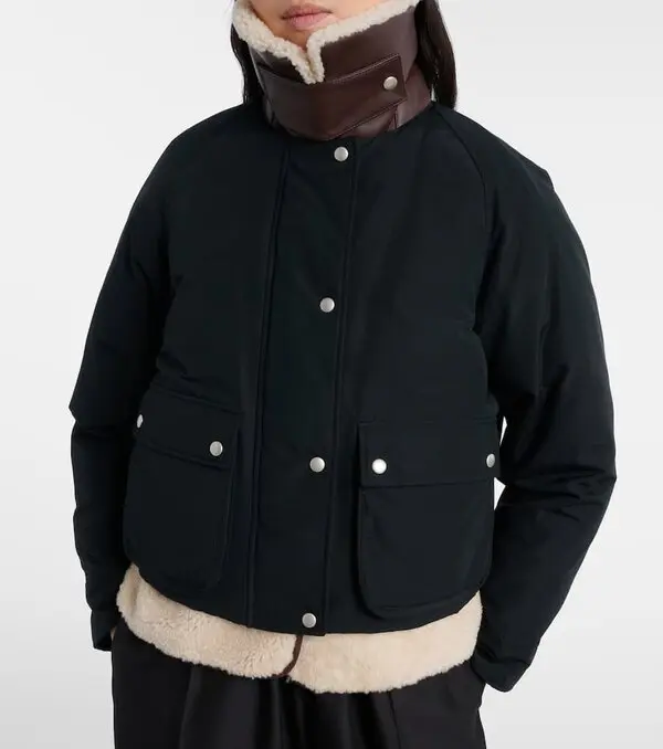 Loewe Shearling-trimmed Cotton-blend Jacket - Black