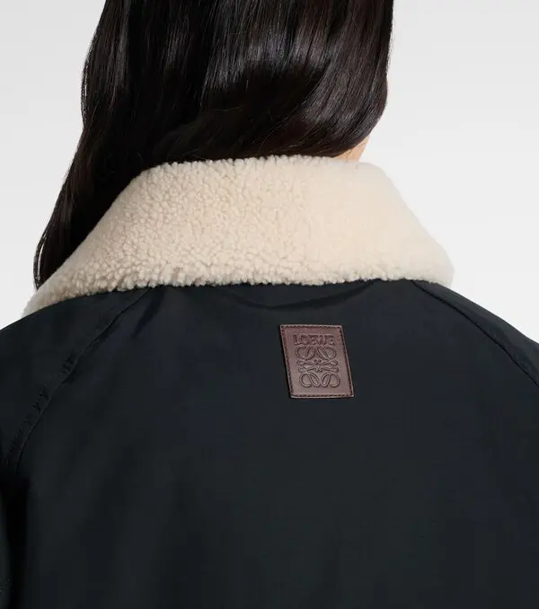 Loewe Shearling-trimmed Cotton-blend Jacket - Black