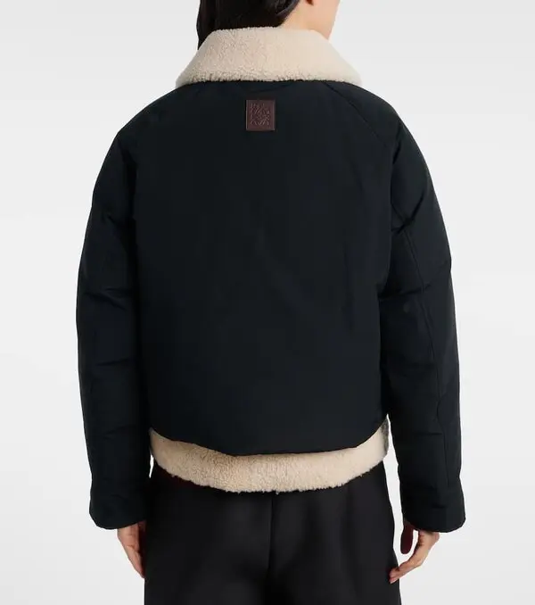 Loewe Shearling-trimmed Cotton-blend Jacket - Black