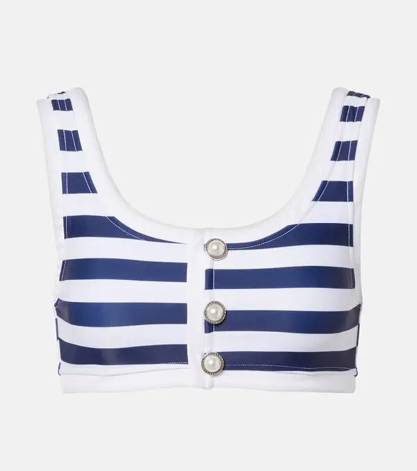 SAME Grace Striped Bikini Top - Blue