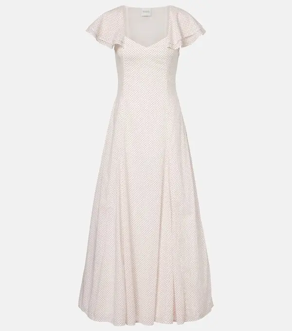 Posse Marlowe Polka-dot Cotton Maxi Dress - White