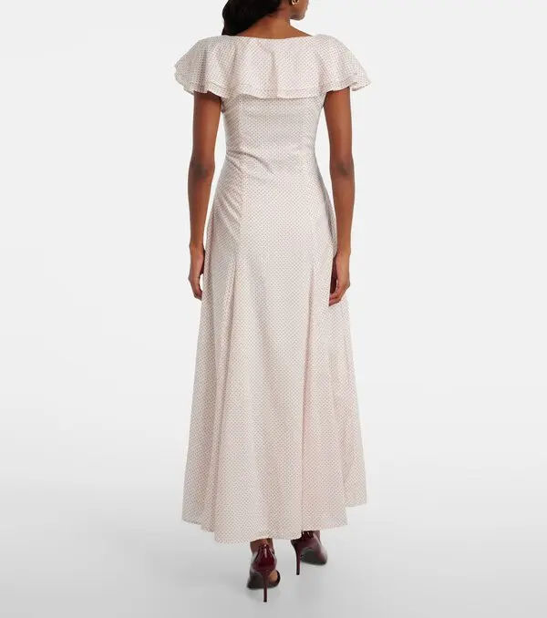 Posse Marlowe Polka-dot Cotton Maxi Dress - White
