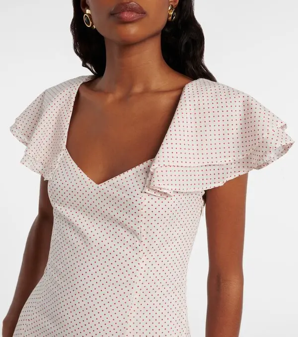 Posse Marlowe Polka-dot Cotton Maxi Dress - White