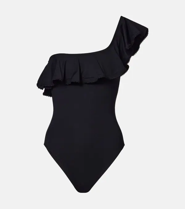 Melissa Odabash Tennessee Ruffled One-shoulder Swimsuit - Black