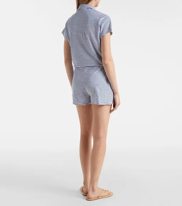 Melissa Odabash Cheryl Striped Cotton-blend Romper