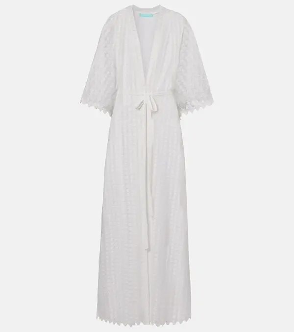 Melissa Odabash Tali Scalloped Sheer Kaftan - White