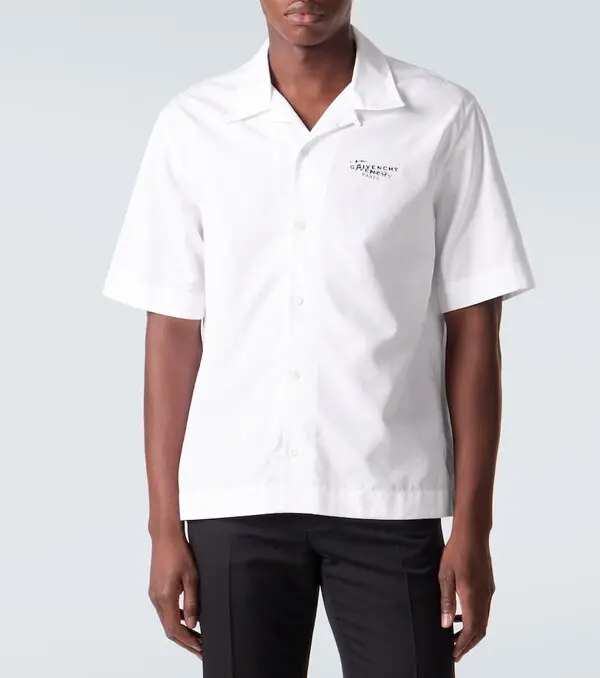 Givenchy Logo Cotton Poplin Bowling Shirt