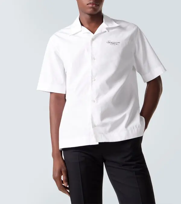 Givenchy Logo Cotton Poplin Bowling Shirt