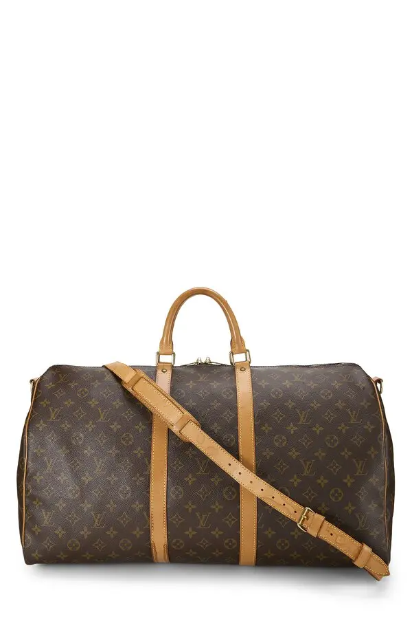 LOUIS VUITTON Monogram Keepall Bandouliere 55 Duffle Bag - Brown