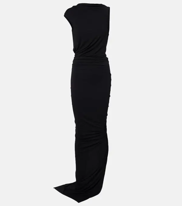 Rick Owens Eva Draped Jersey Maxi Dress - Black