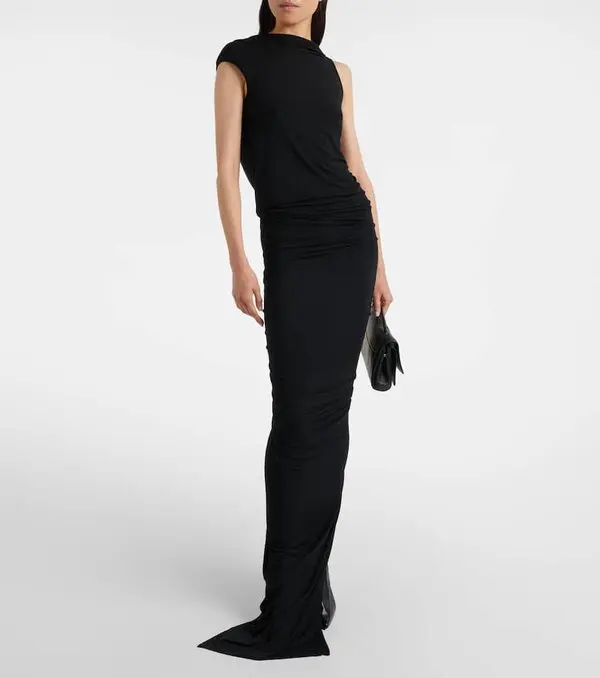 Rick Owens Eva Draped Jersey Maxi Dress - Black