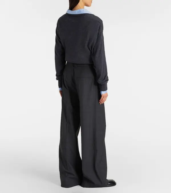 THE FRANKIE SHOP Brickell Plaid Wide-leg Pants - Grey