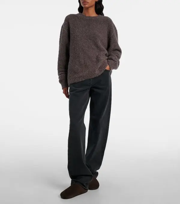 THE ROW Hudson Shearling-lined Suede Mules - Brown