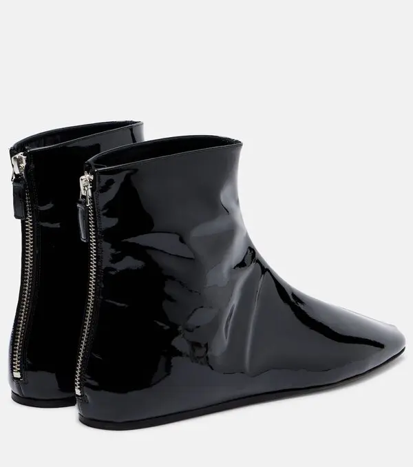 Le Monde Beryl Patent Leather Zip Up Ankle Boots - Black