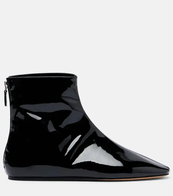 Le Monde Beryl Patent Leather Zip Up Ankle Boots - Black