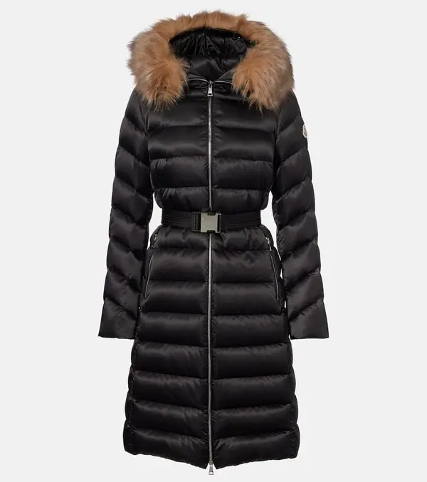 Moncler Leersie Shearling-trimmed Hooded Down Coat - Black