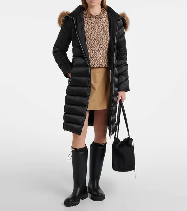 Moncler Leersie Shearling-trimmed Hooded Down Coat - Black