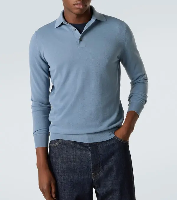 Thom Sweeney Merino Wool Polo Sweater