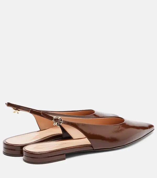GIANVITO ROSSI Patent Leather Slingback Flats - Brown