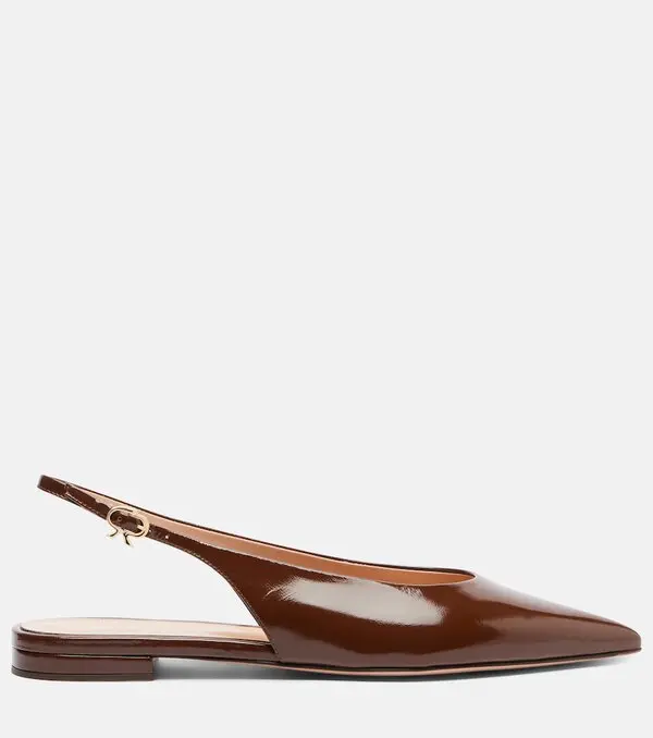 GIANVITO ROSSI Patent Leather Slingback Flats - Brown