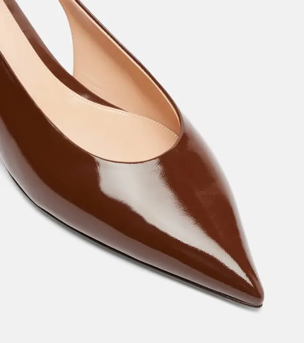 GIANVITO ROSSI Patent Leather Slingback Flats - Brown